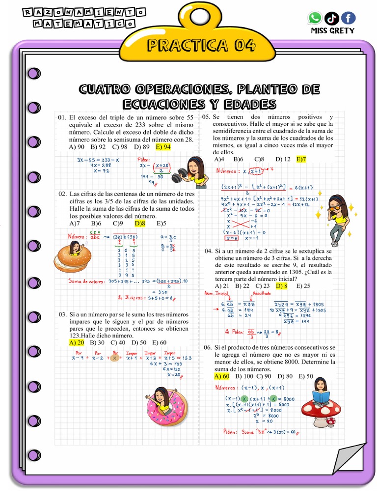 p4 - RM - Cuatro Operaciones y Planteo - Sol | PDF