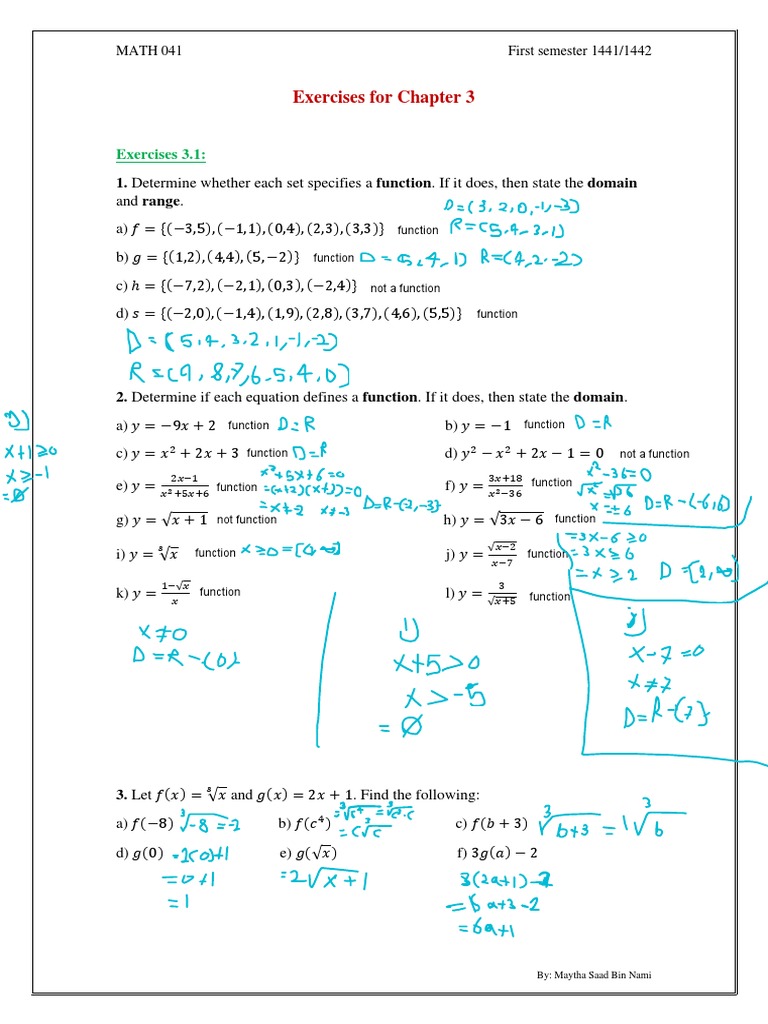 Functions and Inverses Exercises | PDF | Function (Mathematics ...