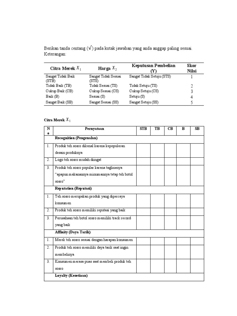 Kuesioner Proposal Skripsi | PDF