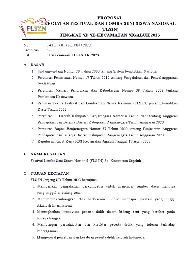 Juknis FLS2N Kec - Sigaluh 2023 | PDF
