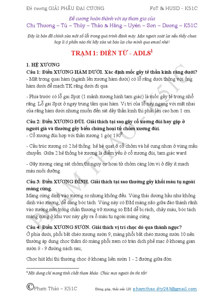 Đề cương GPDC Tram 12 DS FoTHUSD 1 | PDF