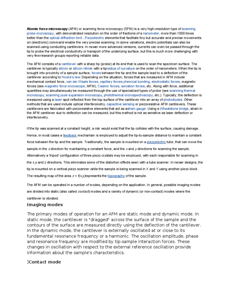 Atomic Force Micros | PDF | Microscopy | Atomic