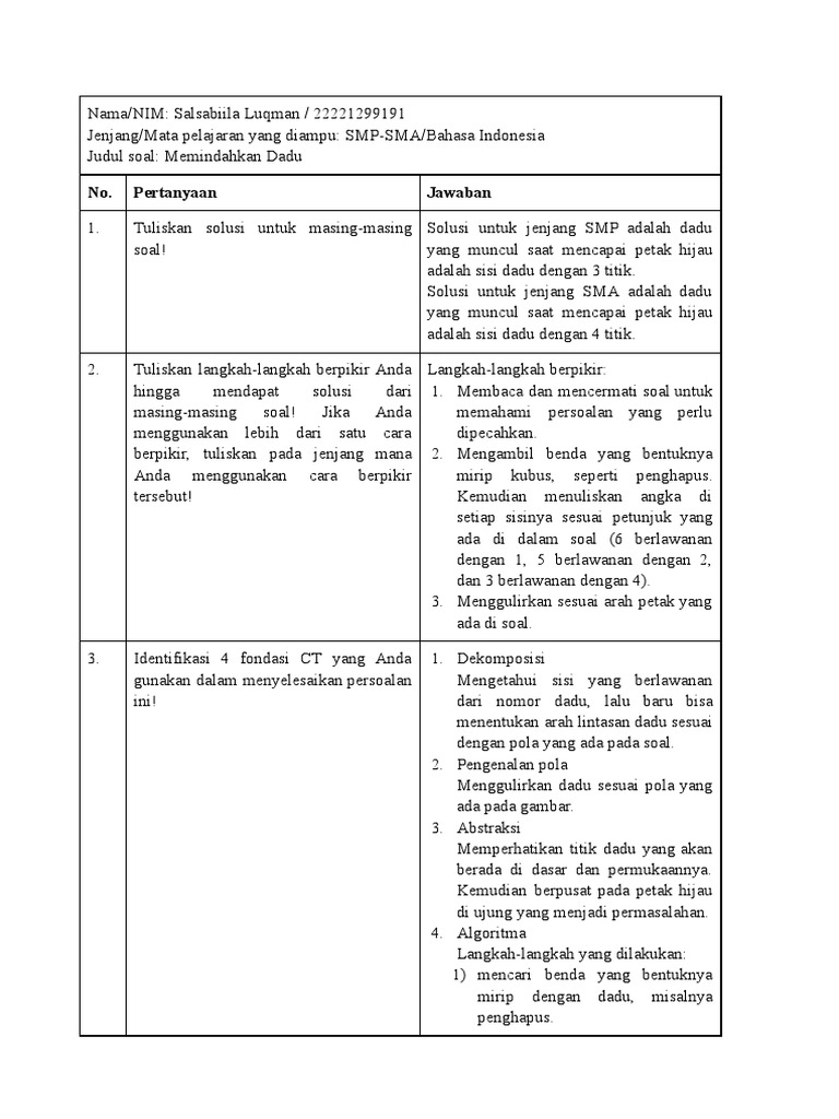EK 3 Dadu Bebras | PDF