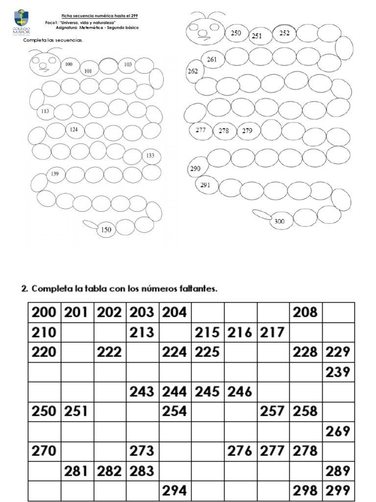Ficha Secuencia Hasta El 299 | PDF