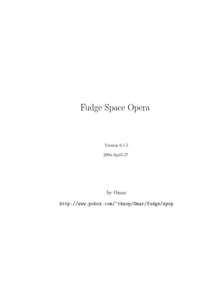 FUDGE Space Opera - Core Rules | PDF | Armour | Copyright