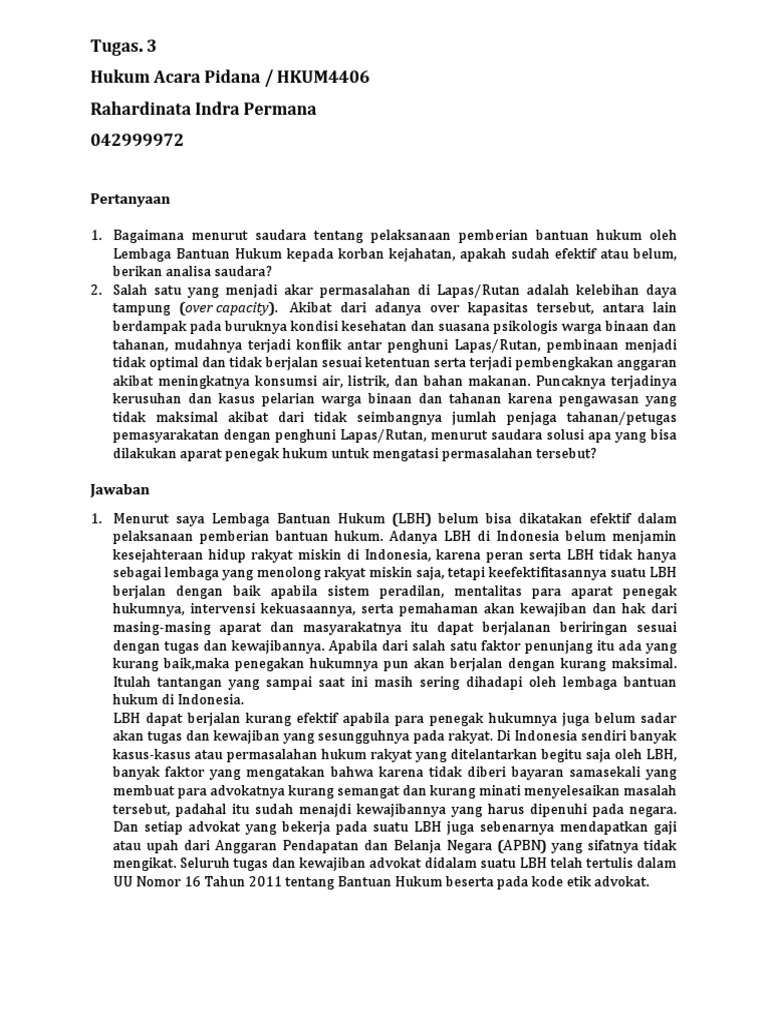 Tugas.3 Hukum Acara Pidana | PDF