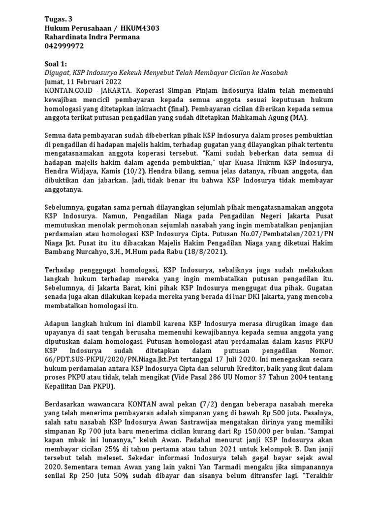 Tugas. 3 Hukum Perusahaan | PDF