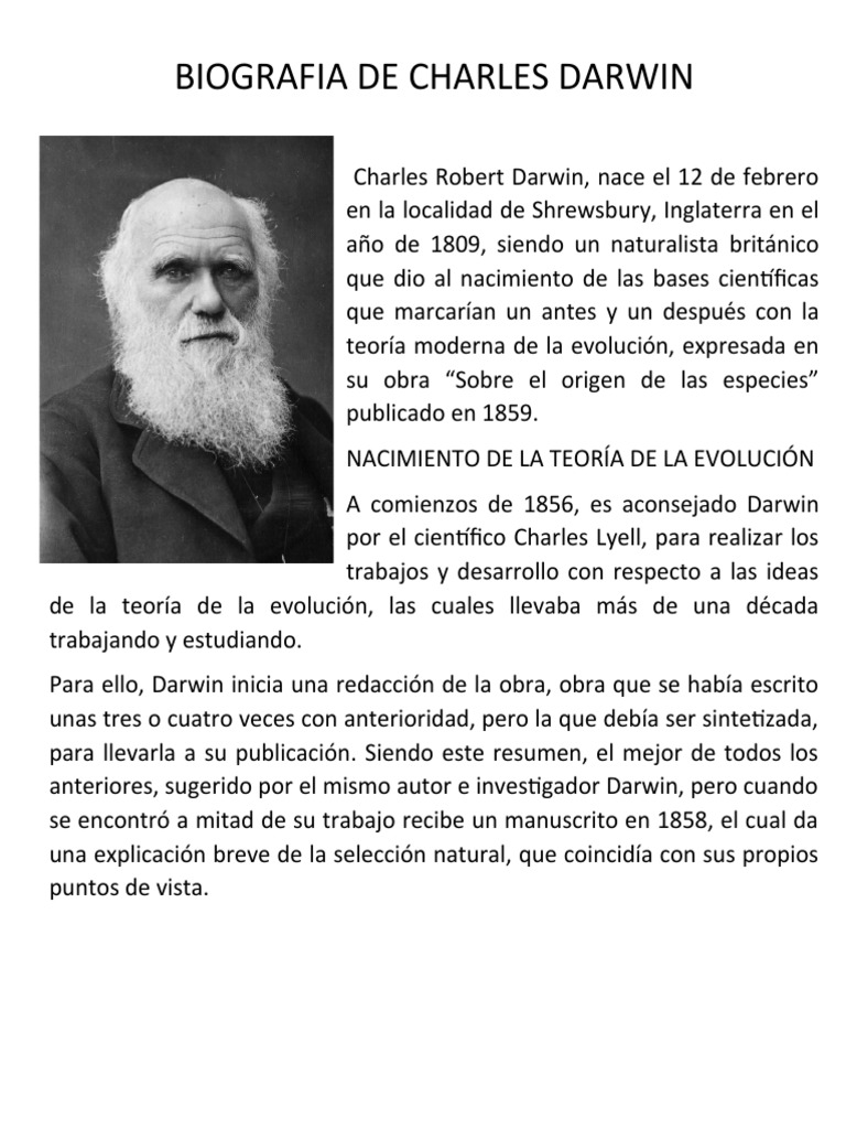 Biografia de Charles Darwin | PDF | Filosofía | Historia