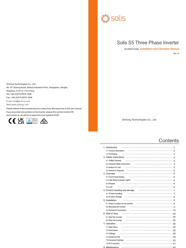 Solis Manual S5-GR3P (15-20) K DW EUR V1.1 (20221024) | PDF ...