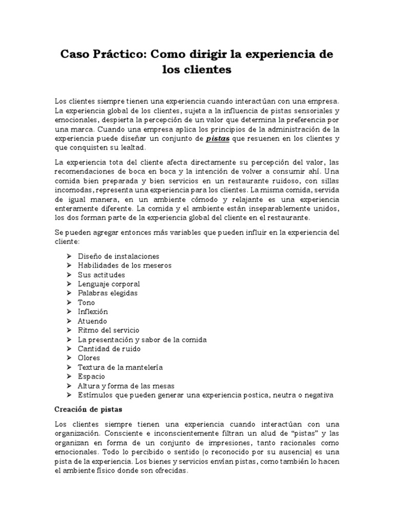 Caso Práctico Pistas Humanas, Mecánicas y Funcionales Como Dirigir La ...