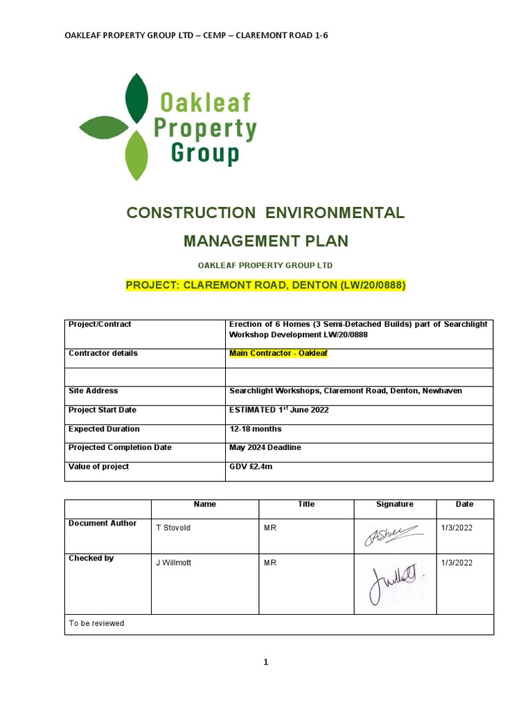 Claremont Road Construction Plan | PDF | Environmental Remediation ...