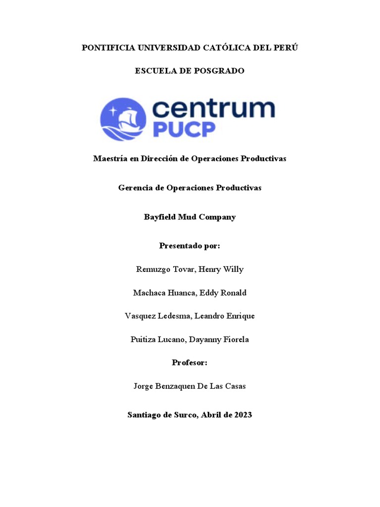 Caso N°6 - BAYFIELD MUD COMPANY - Grupo 6 - 22.04.23 | PDF | Logística