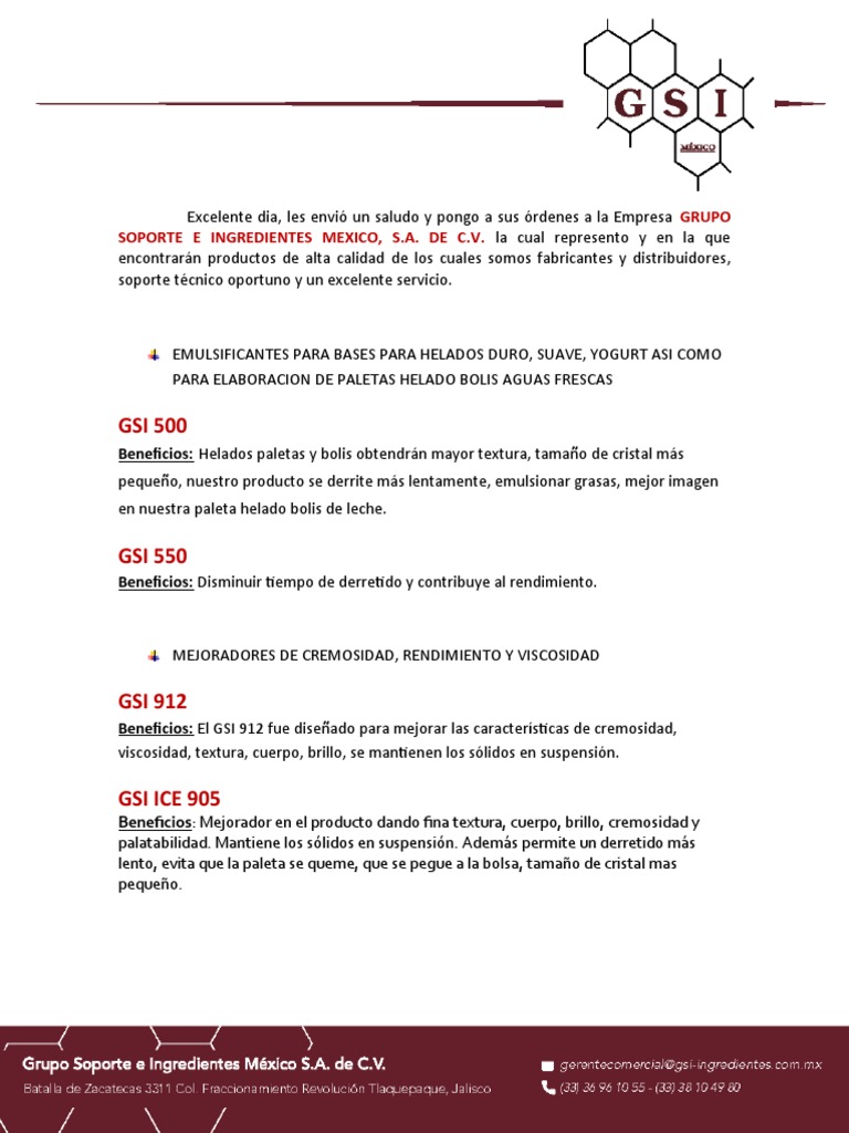 Carta Presentacion Gsi Mexico Helados | PDF | Leche | Alimentos
