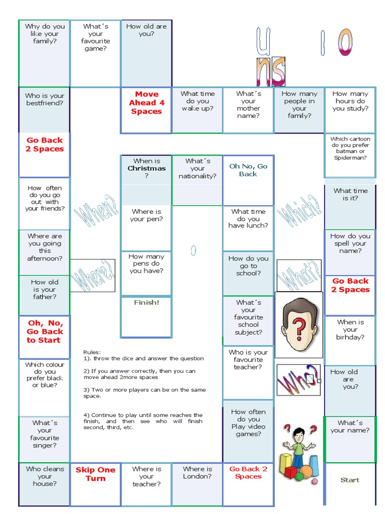 WH Questions Board Game | PDF