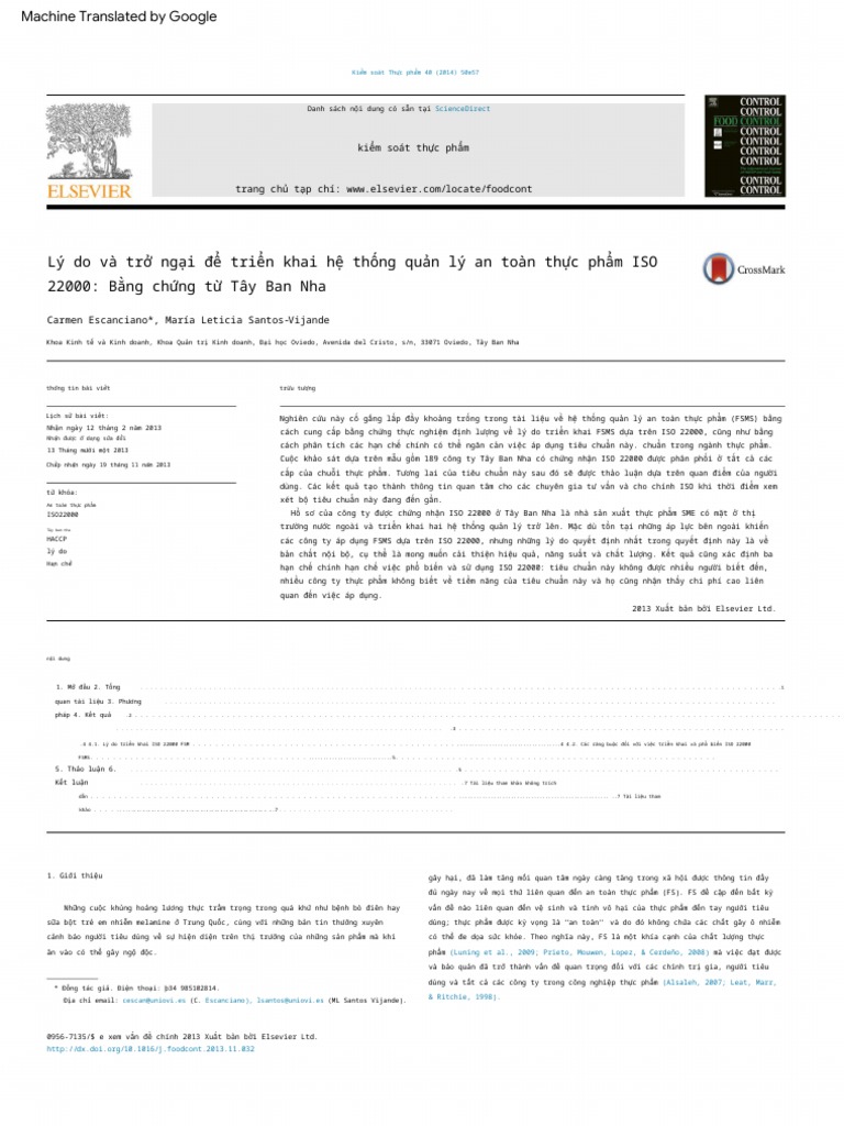 ISO22000 - Reasons and Constraints To Implementing An ISO 22000 Food Safety Management System ...