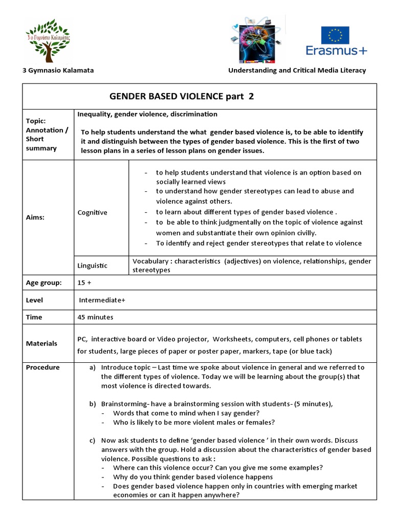 Gender-Based Violence Lesson Plan | PDF | Gender | Gender Studies