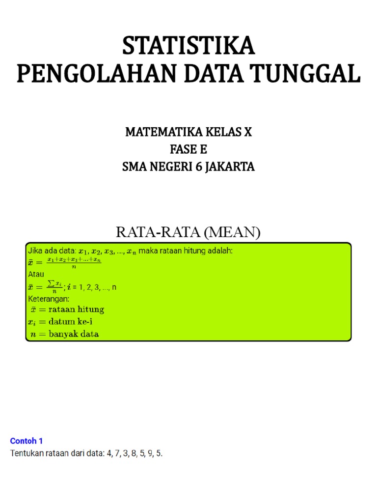 Statistika (Data Tunggal) | PDF
