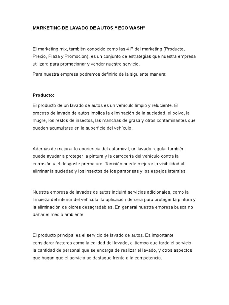 Marketing de Lavado de Autos | PDF