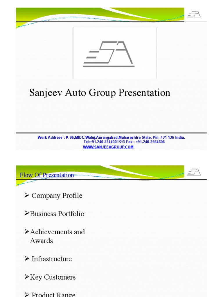 Sanjeev Auto Group Presentation - Sanjeev Auto Parts Manufacturers ...