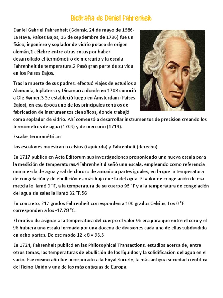 Biografía de Daniel Fahrenheit | PDF | Historia