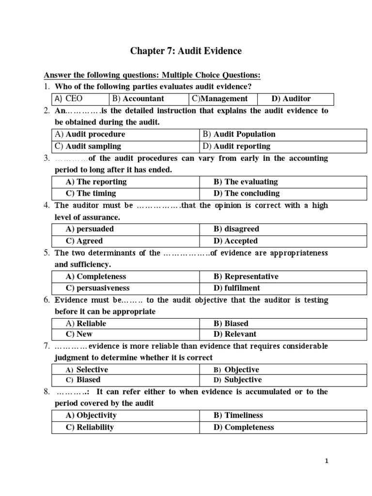 Audit Evidence: Key Concepts & Questions | PDF | Audit | Business