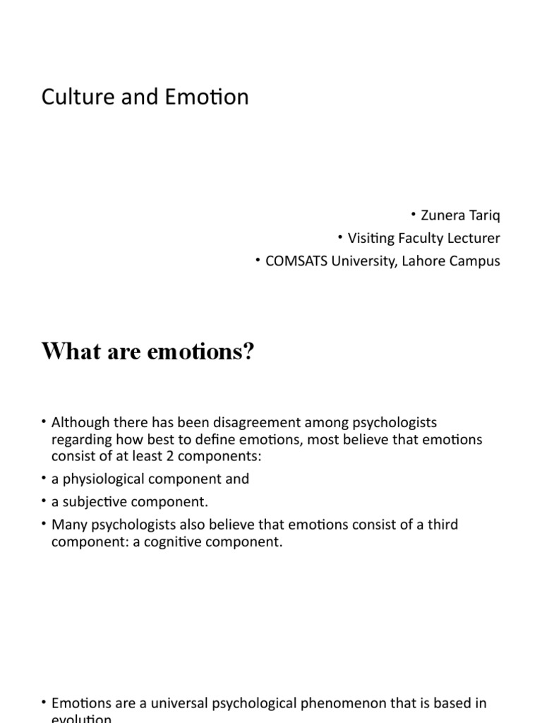 Lecture 6 - Culture and Emotion | PDF | Emotions | Feeling