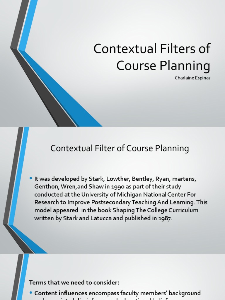 Contextual Filters of Course Planning | PDF | Curriculum | Psychological Concepts