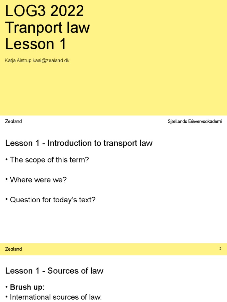 Lesson 1 - LOG3 2022 - Transport Law - Introduction | PDF