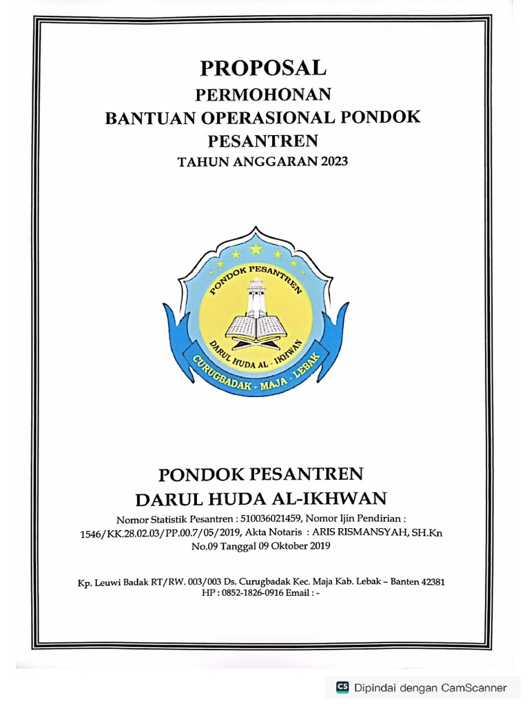 Proposal Permohonan Bantuan Bop Pesantren 2023 | PDF