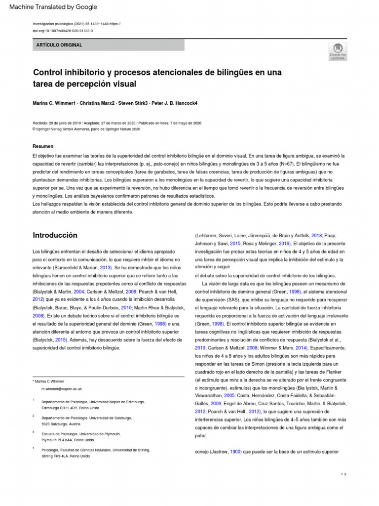 02 Control Inhibitorio y Procesos Atencionales de Bilingües | PDF ...