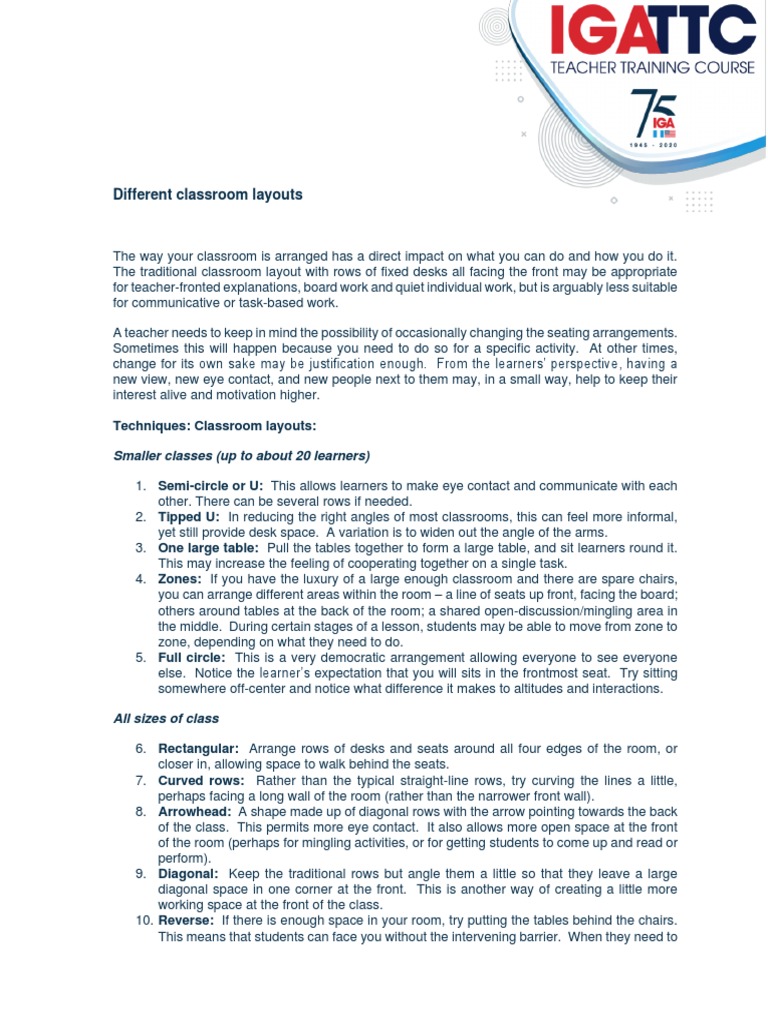 Different Classroom Layouts | PDF | Classroom | Learning