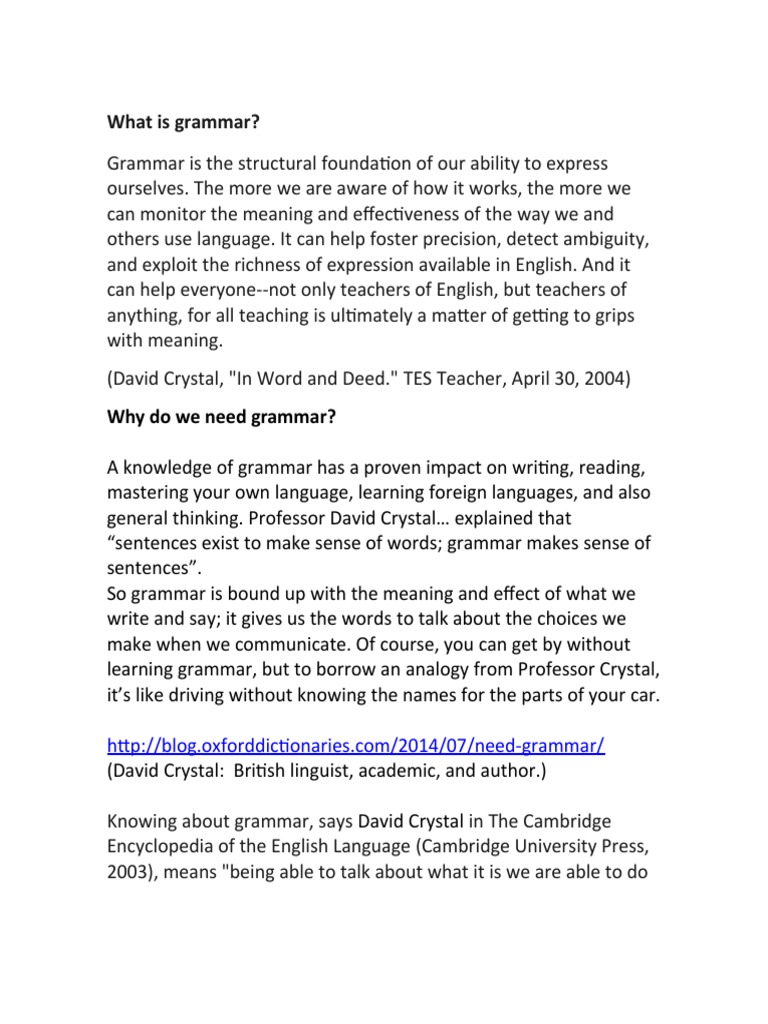 What Is Grammar and Why Is It Important | PDF