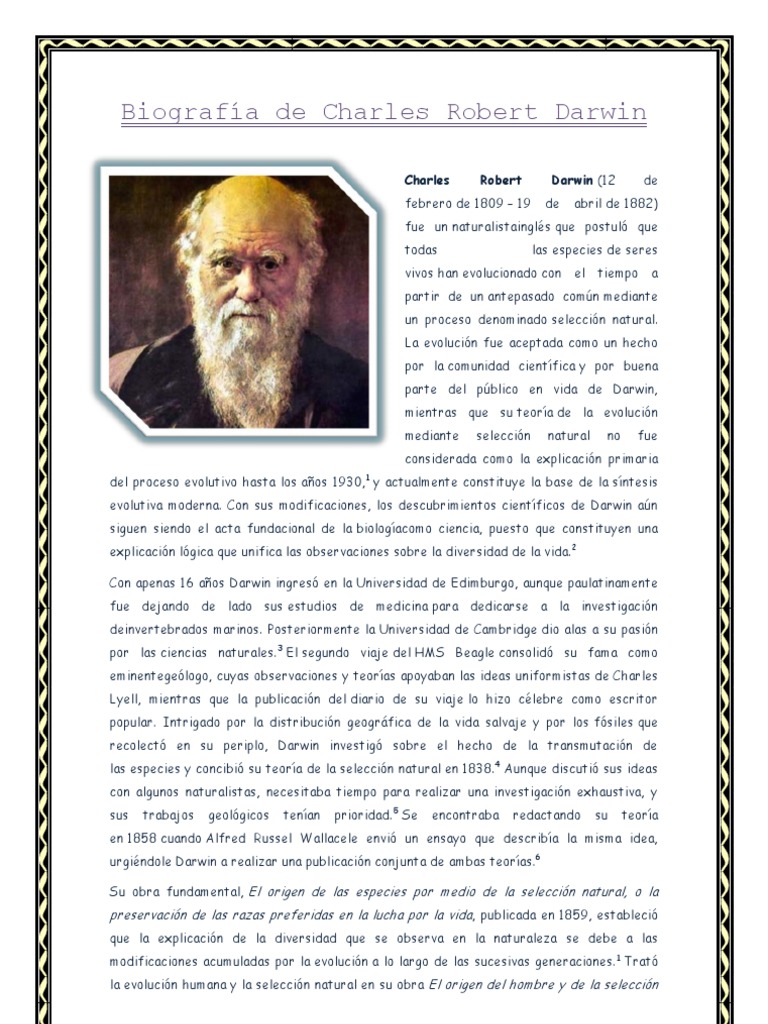 Biografía De Charles Robert Darwin Pdf Charles Darwin Ptolomeo