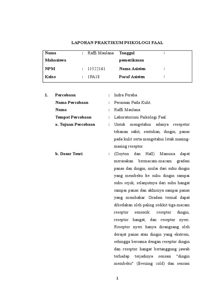 Latihan Indra Peraba dan Refleks | PDF