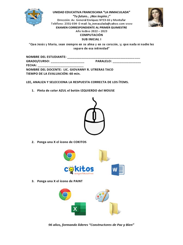 EXAMEN INICIAL I COMPUTACIÓN_2Quimestre | PDF EXAMEN INICIAL I COMPUTACIÓN_2Quimestre | PDF