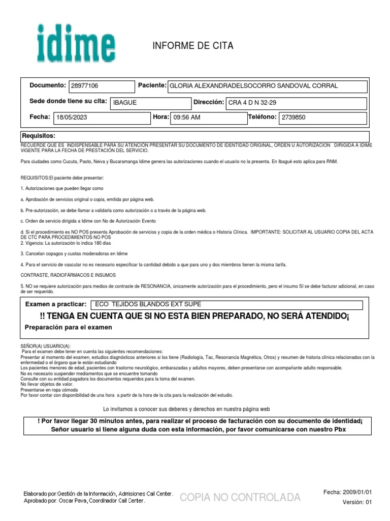 Cita Idime | PDF | Imagen de resonancia magnética | Enfermedades y ...