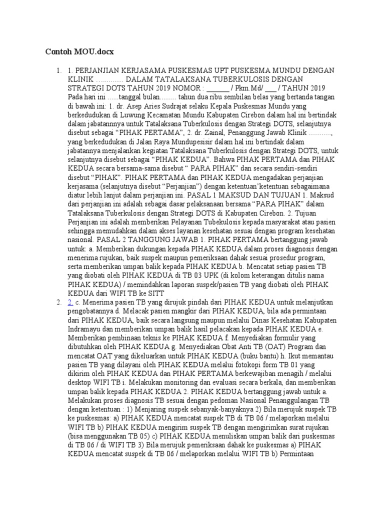 Contoh MOU | PDF