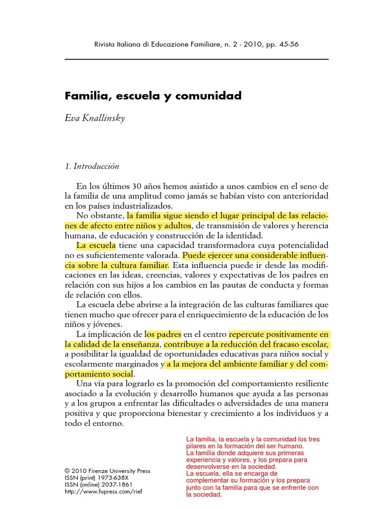 Semana 2 - Escuela, Familia y Comunidad | PDF | Familia | Adultos