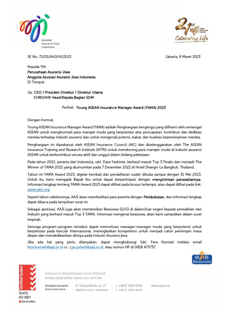 SE No 71 - 2023 - YAMA AWARD 2023 | PDF
