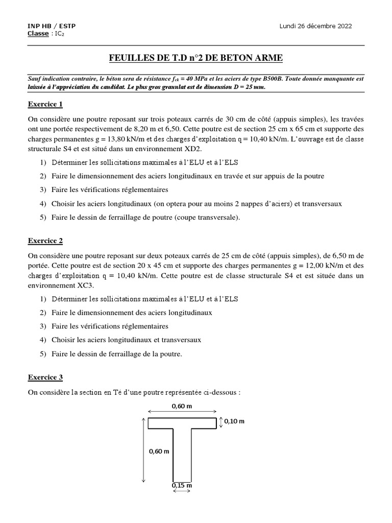 TD2 2022 | PDF | Béton armé | Conception architecturale