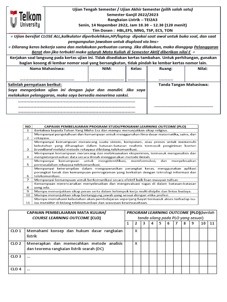 Soal UTS RL B - TT-2022 | PDF