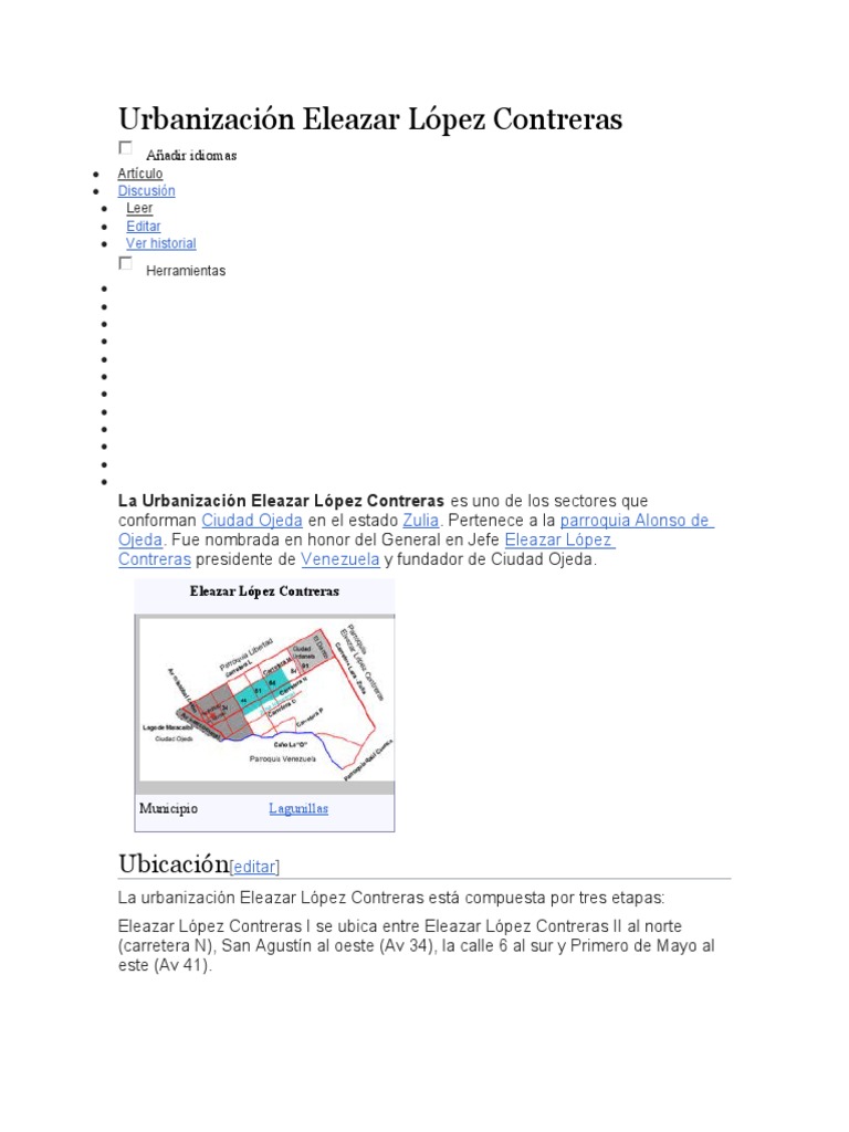 Urbanización Eleazar López Contreras | PDF | Política | Historia