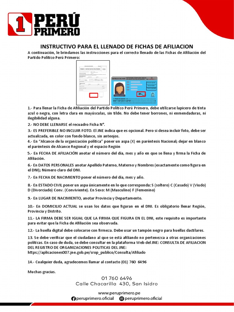 Instructivo para Llenado de Fichas de Afiliacion | PDF
