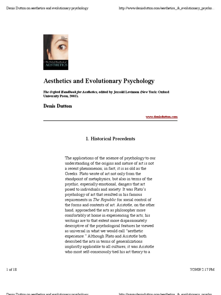 Aesthetics and Evolutionary Psychology | PDF | Aesthetics | Evolution