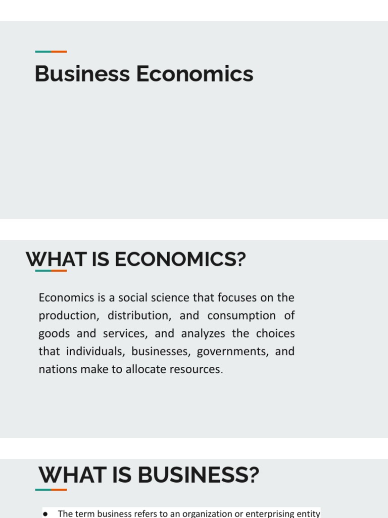 Business Economics Unit 1 | PDF
