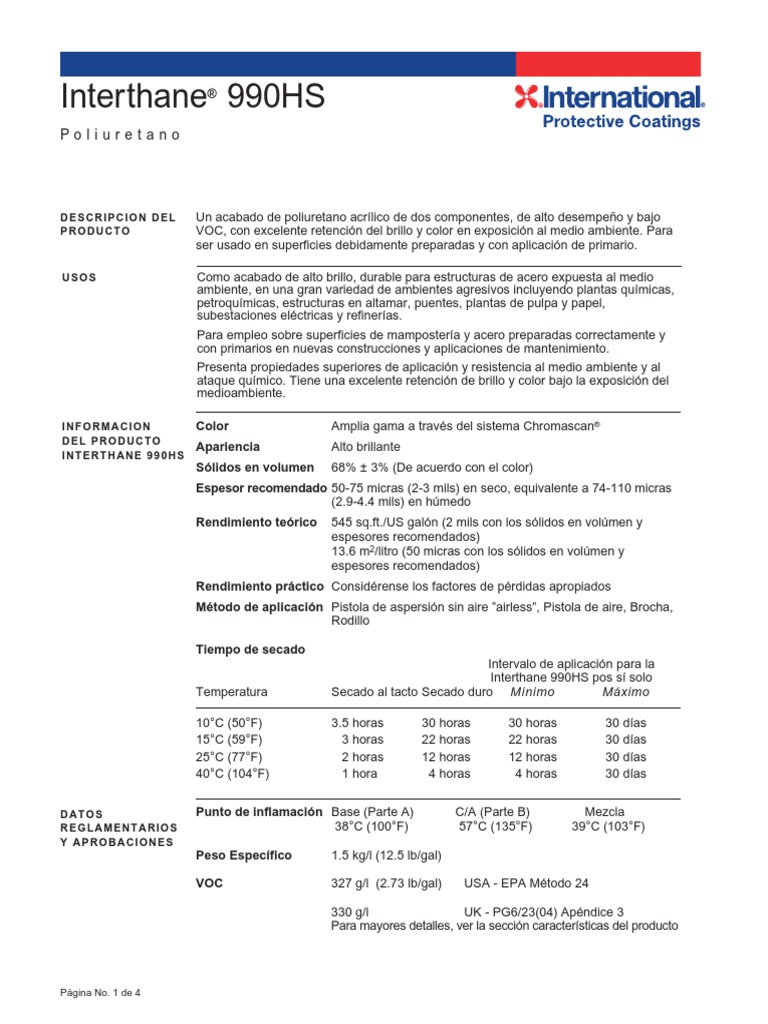 Interthane 990HS - Es | PDF | Humedad relativa | Temperatura