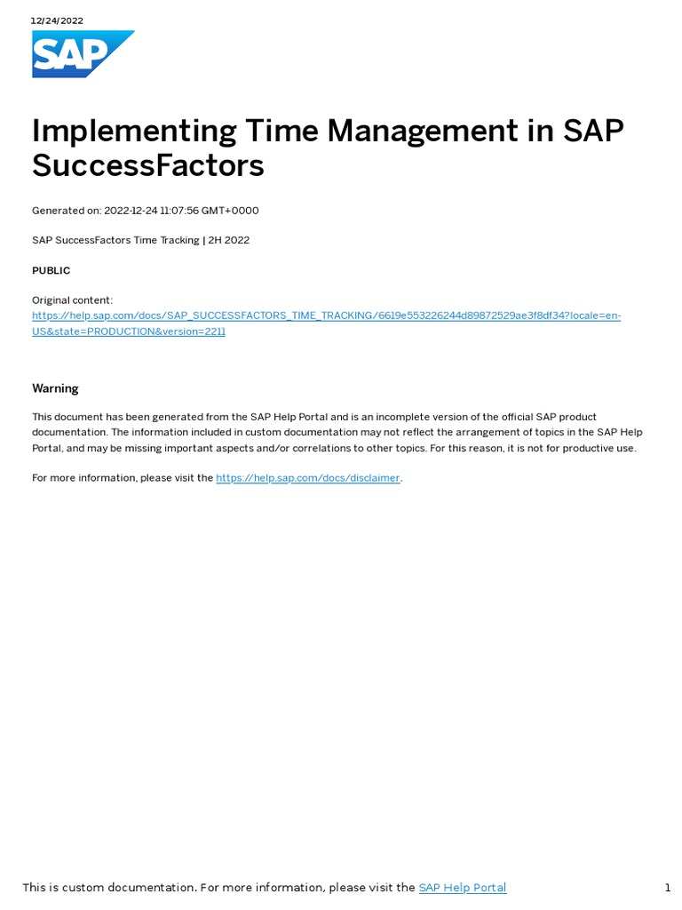 Implementation of SAP SuccessFactors Time Tracking | PDF | Computing ...