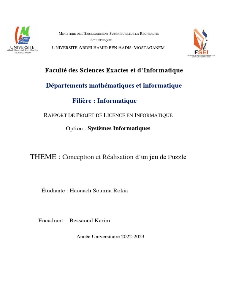 Faculté Des Sciences Exactes Et D'informatique | PDF