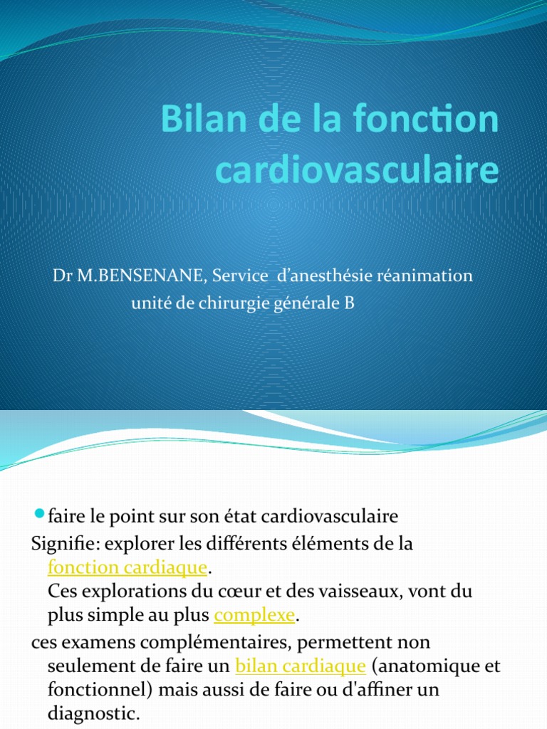 Bilan Cardiaque Complet et Examens Associés | PDF | Échocardiographie ...