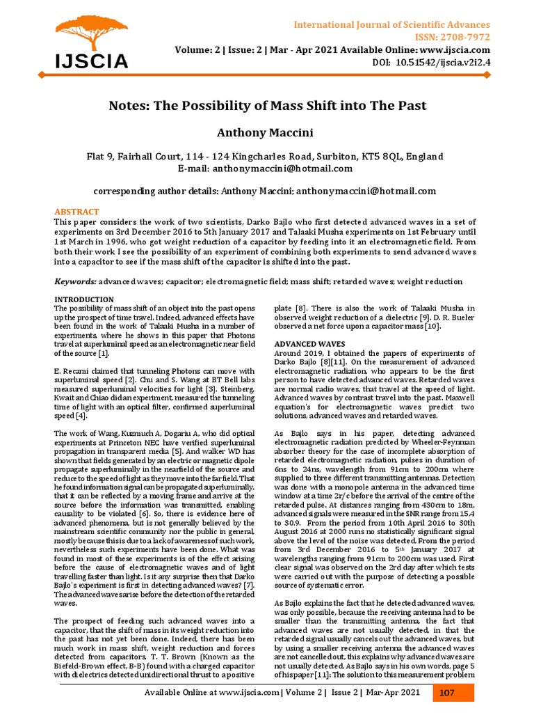 Mass Shift and Time Travel Potential | PDF | Antenna (Radio ...